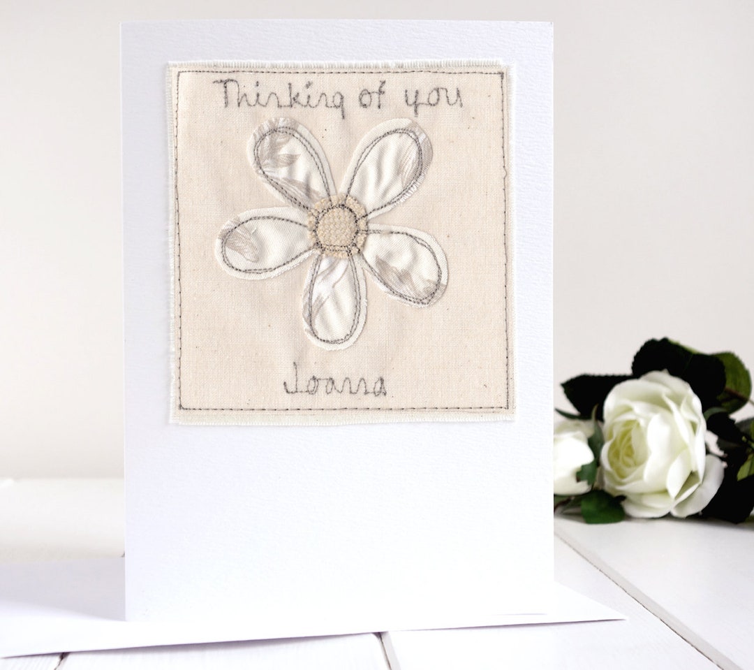 Personalised Embroidered Flower Thinking of You Card - Floral Sympathy ...
