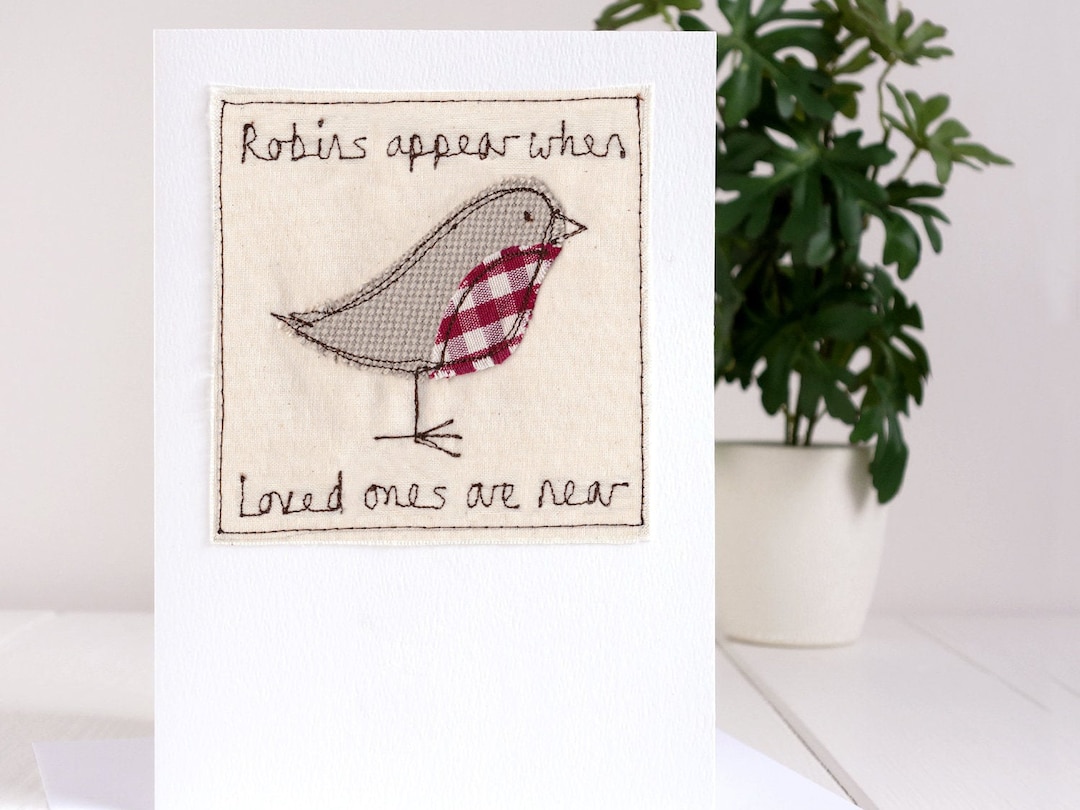 Personalised Embroidered Robin Card Robins Appear When Loved - Etsy