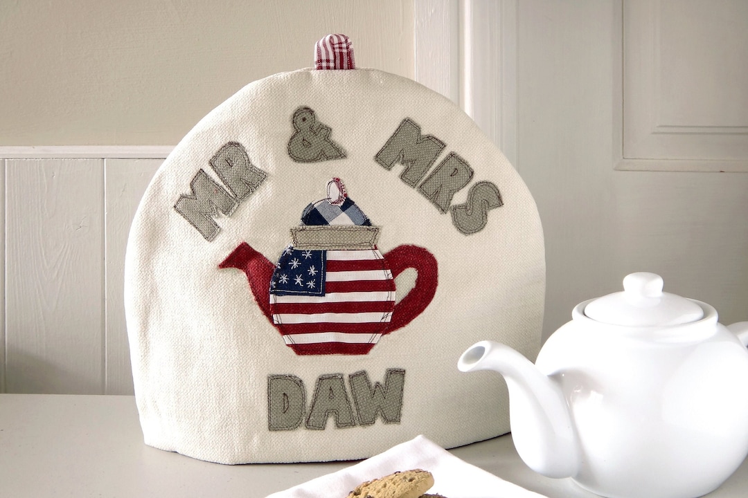 Personalised Embroidered American Flag Tea Cosy - USA Teapot Cover ...