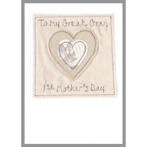 Personalised Embroidered Heart Card for Birthday, Mothers Day, Thank ...