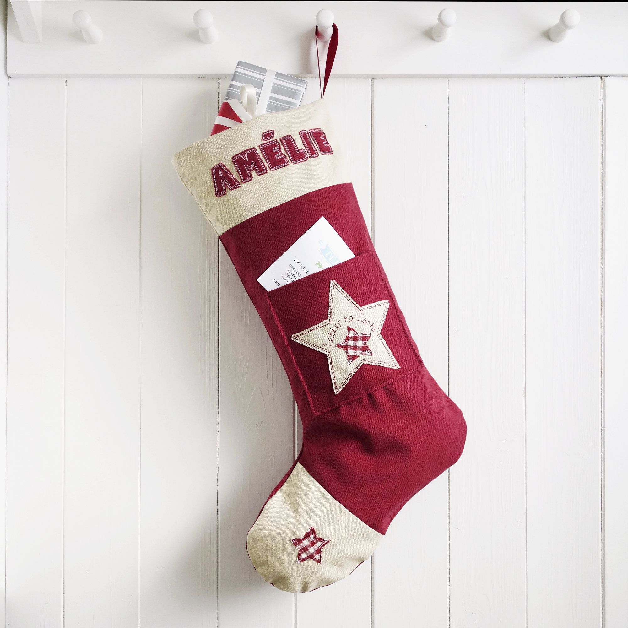 Personalised Embroidered Letter to Santa Christmas Stocking - Xmas ...