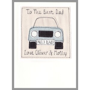Personalised Embroidered Car Card - Birthday Card for Dad, Husband ...