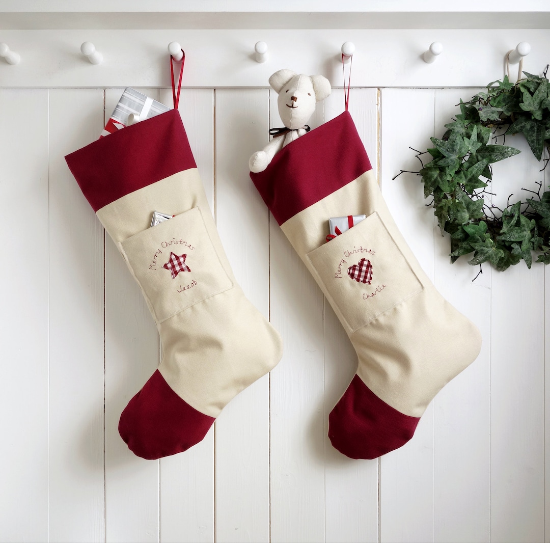 Personalised Embroidered Christmas Stocking With Pocket - Letter to ...
