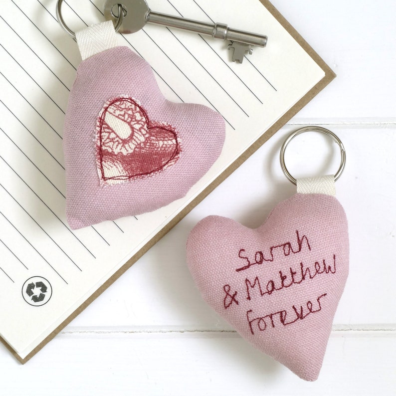 Personalised Embroidered Initial Heart Keyring for Her - Fabric ...