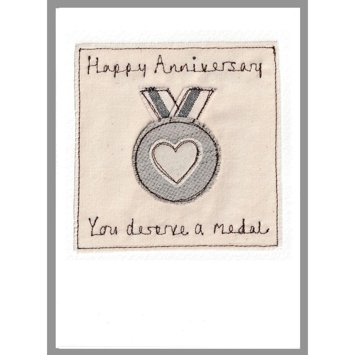 Personalised Embroidered Silver Medal Congratulations Card - Well Done ...