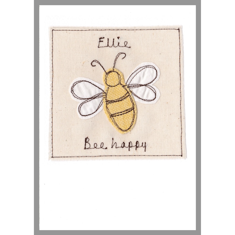 Personalised Embroidered Bumble Bee Birthday Card Hap-bee - Etsy