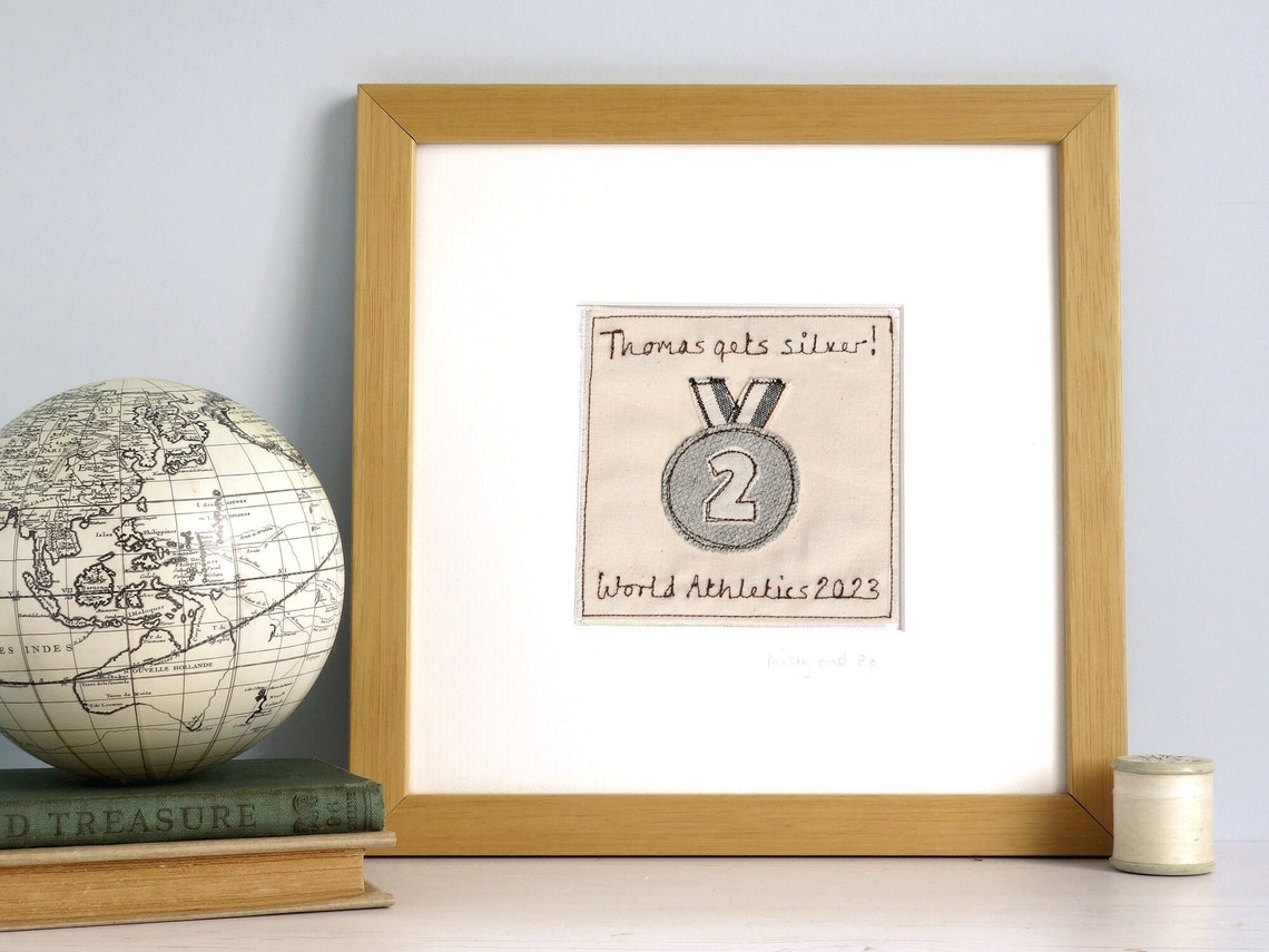 Personalised Embroidered Silver Medal Congratulations Card - Well Done ...