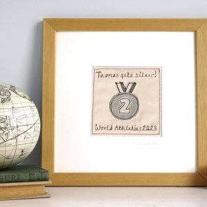 Personalised Embroidered Silver Medal Congratulations Card - Well Done ...