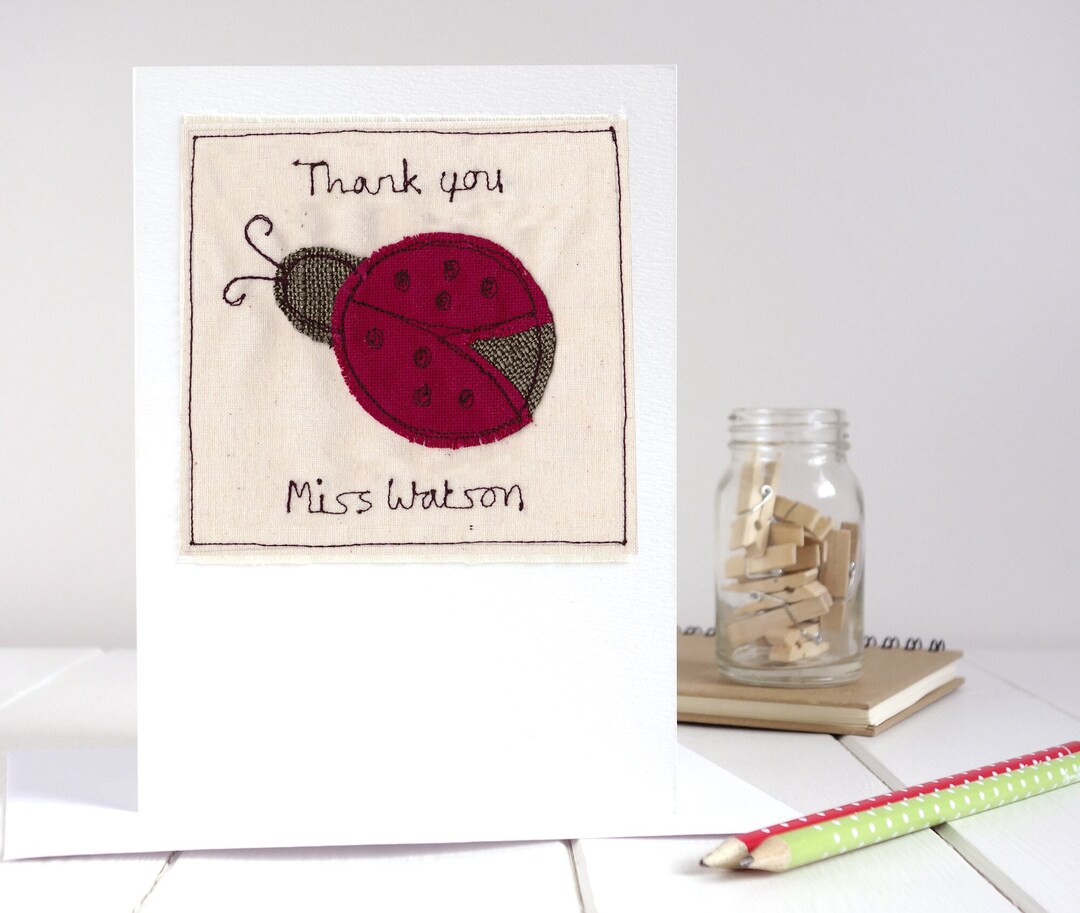 Personalised Embroidered Ladybird Card for Birthday, Christening ...