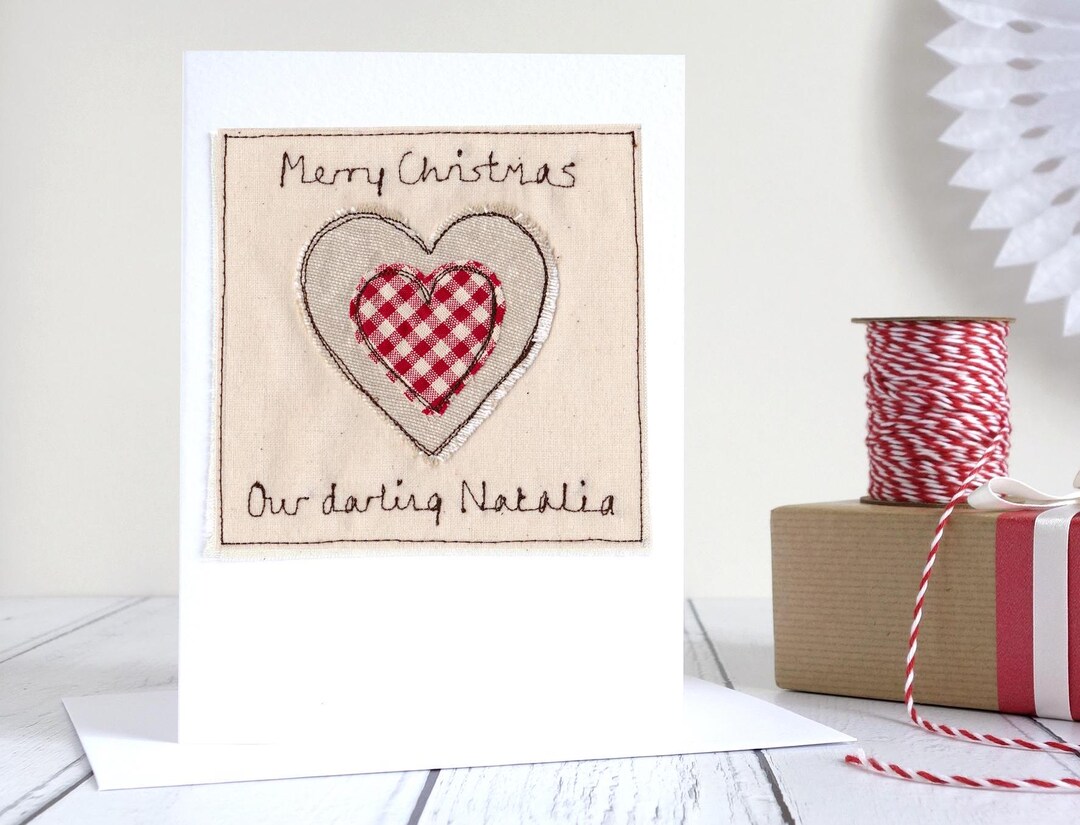 Personalised Embroidered Heart Christmas Card for Daughter ...