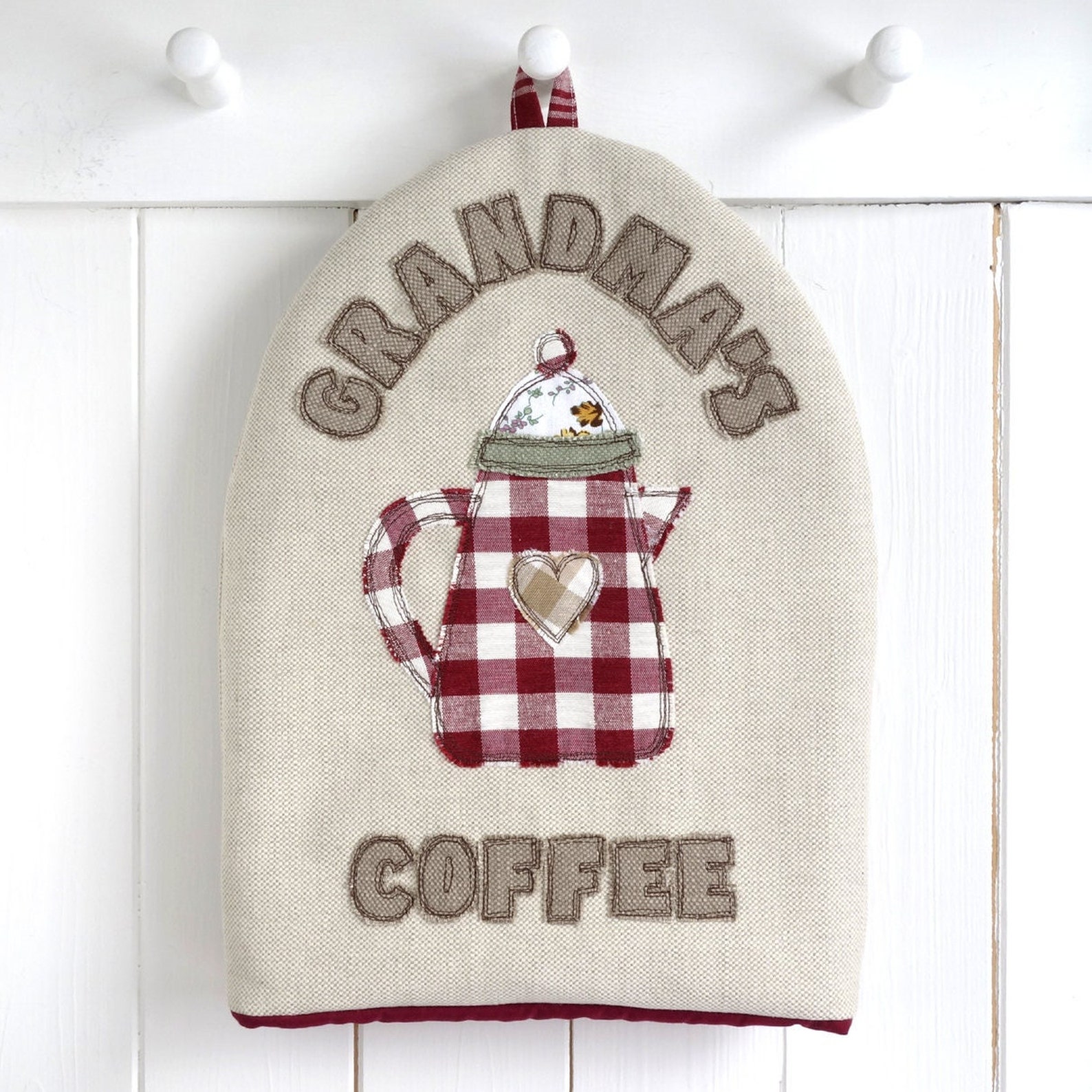 Personalised Embroidered Coffee Cosy - Red Cafetiere Cozy - French ...