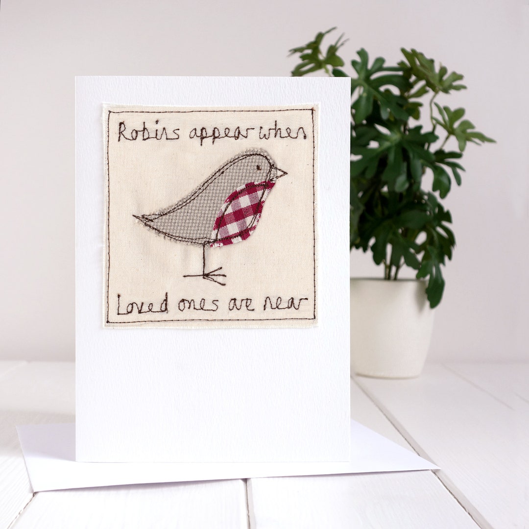 Personalised Embroidered Robin Card Robins Appear When Loved Ones Are ...