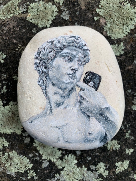 David Inspired Rock Art Original Painting on Natural Beach - Etsy