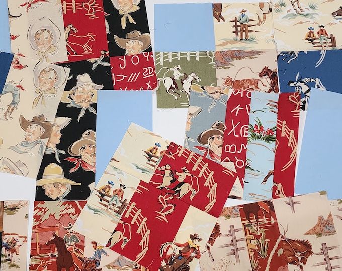 Western Unfinished Quilt Squares / Cowboy Patchwork Squares - Etsy