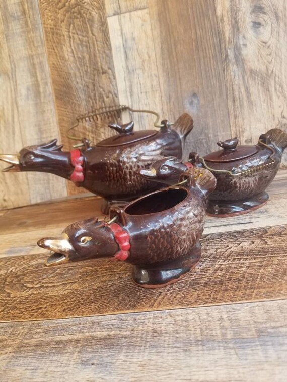 Vintage Mid Century Tea Pot Set / Fine Dining / Log Cabin - Etsy