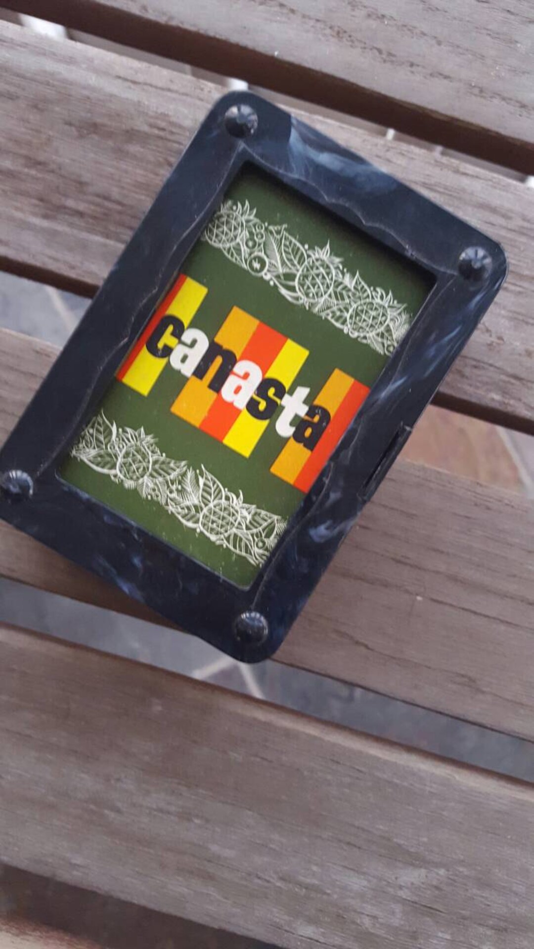 Vintage Canasta Card Game Case With Cards / Faux Black Marble / Plastic ...