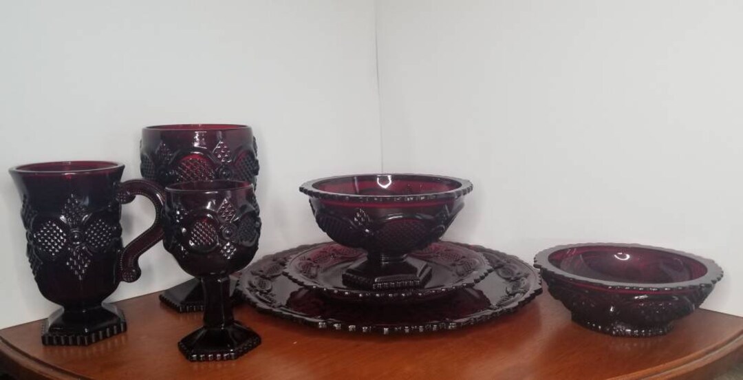 Avon Ruby Cape Cod Dining Dishes / Cape Cod Replacements / Cranberry ...