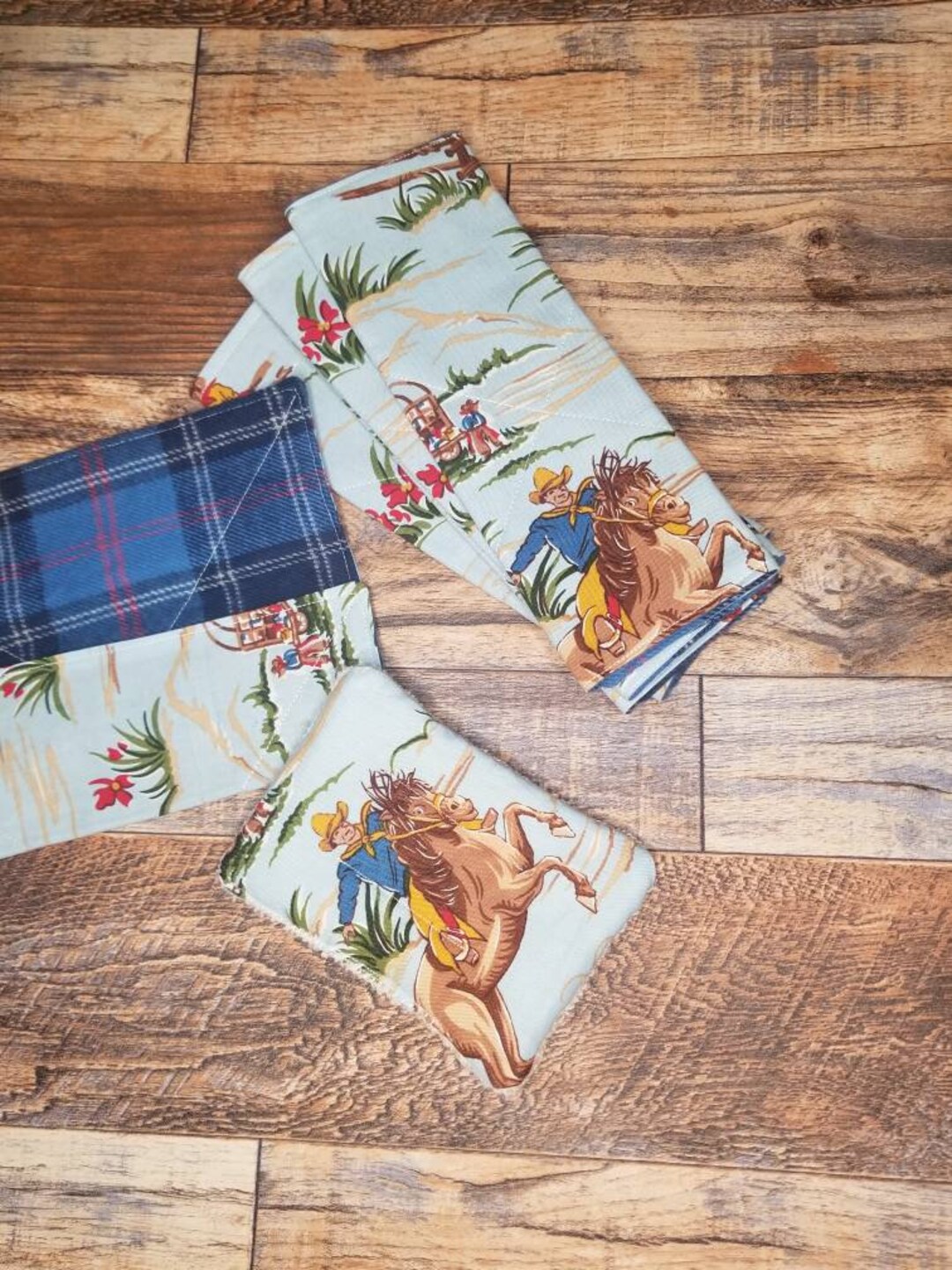 Cowboy Reusable Napkins / Western Reusable Sponge Set / Lunch Box ...