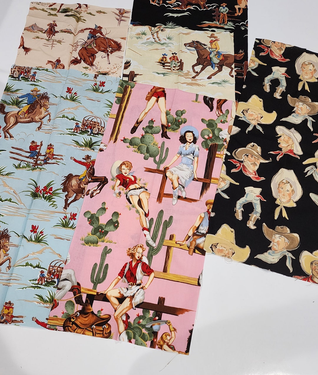 Cowboy Theme Fabric Bundle / Western Fabric / Cowgirl Pin up Fabric ...