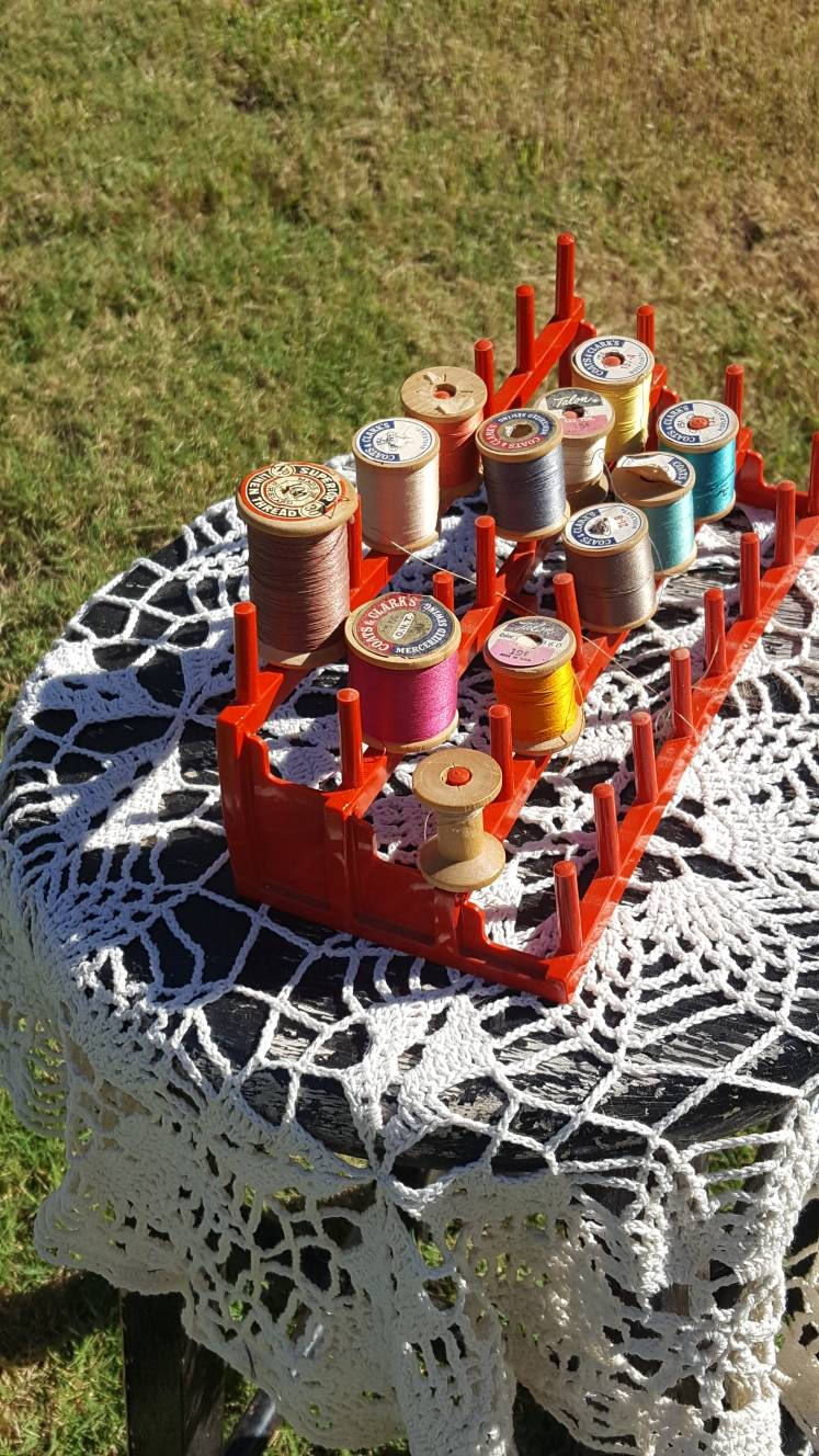 Vintage Tiered Plastic Thread Spool Holder