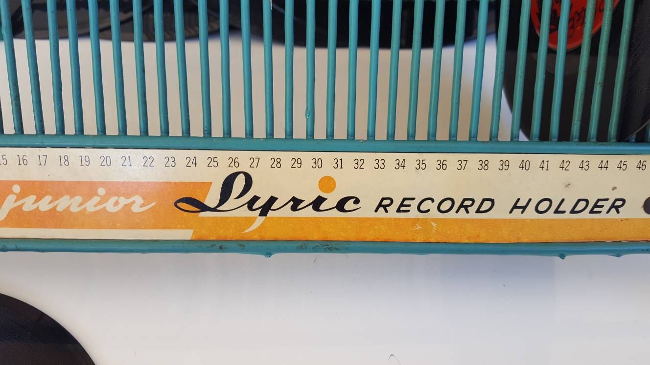 Vintage junior Lyric Record Holder / 50's Turquoise Record Rack / Vinyl ...