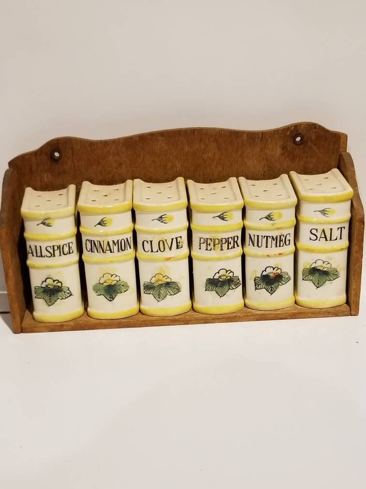 Vintage Spice Rack / Faux Book Containers / Wood Spice Rack / Hanging ...