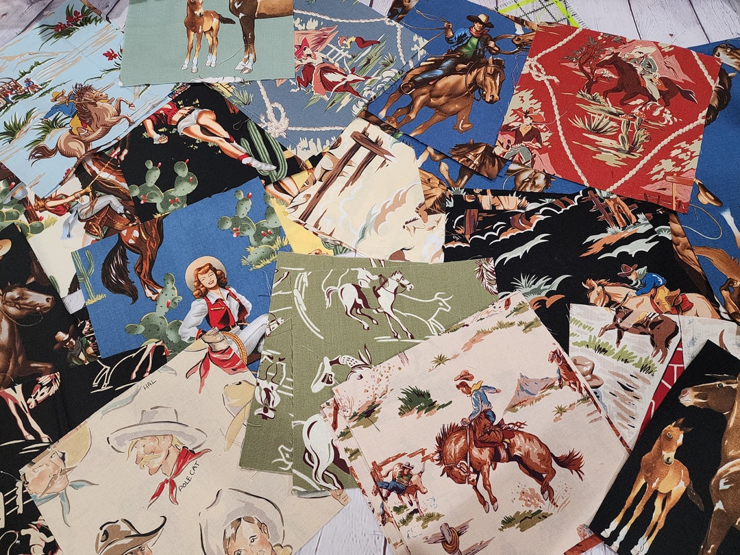Western Fabric Bundle / 36 Piece Random Cowboy Cowgirl / 7.5 Inch ...