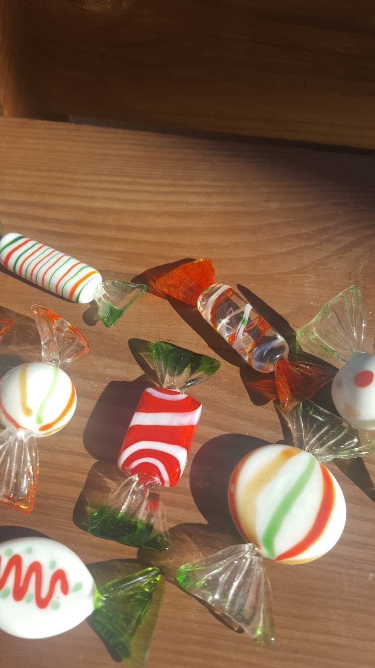 Vintage Glass Candy / ART GLASS / Glass Candies / 12 Glass decor / 12 ...