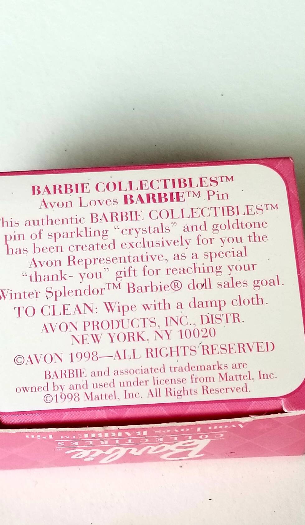 Vintage 1998 AVON Barbie Pin / Avon Loves Barbie / Mattel Barbie Pin ...