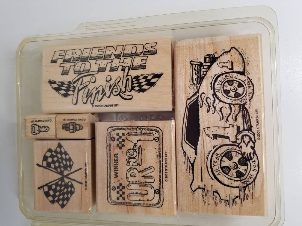 To The Finish Racing Rubber Stamp Blocks / 2003 Stampin Up Checkered ...