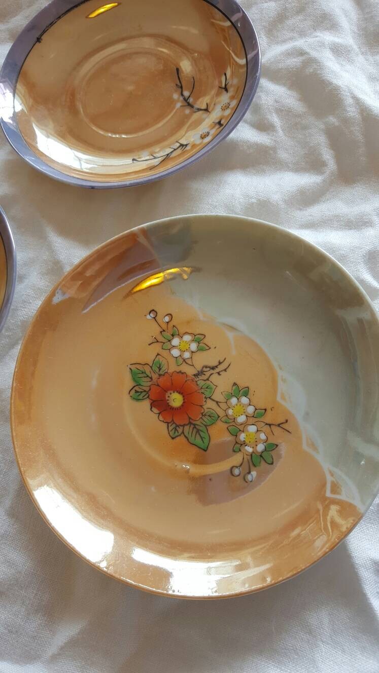 Set of 3 Small Porcelain Plates Made in Japan stamped