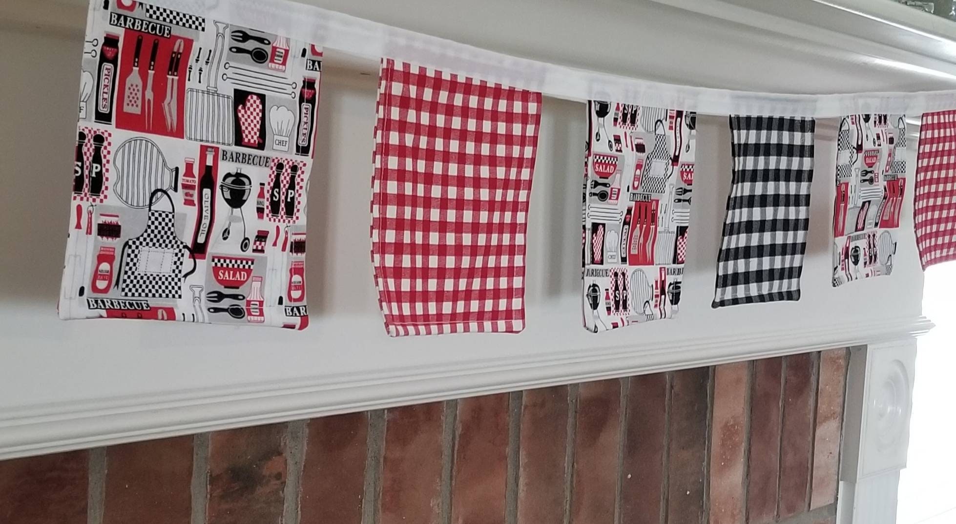 BBQ Banner / Bbq Flag Bunting / Ghingham Fabric Flag Banner / Father's ...