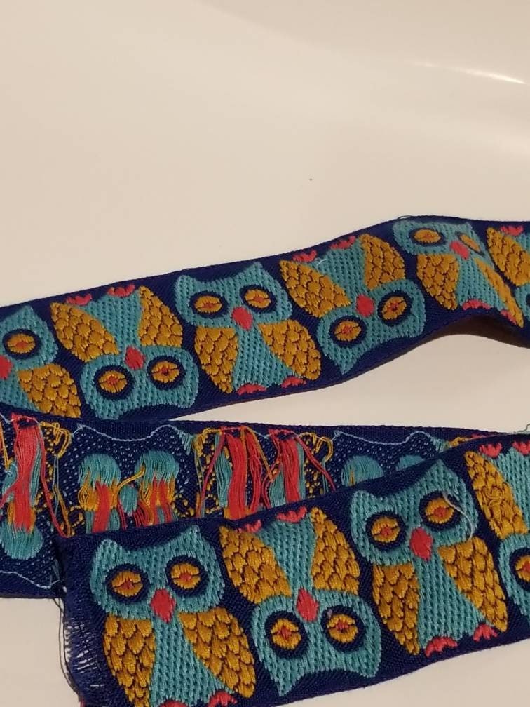 Vintage Owl Ribbon / Craft Supplies / Owl Embellishments / 2 inch ...