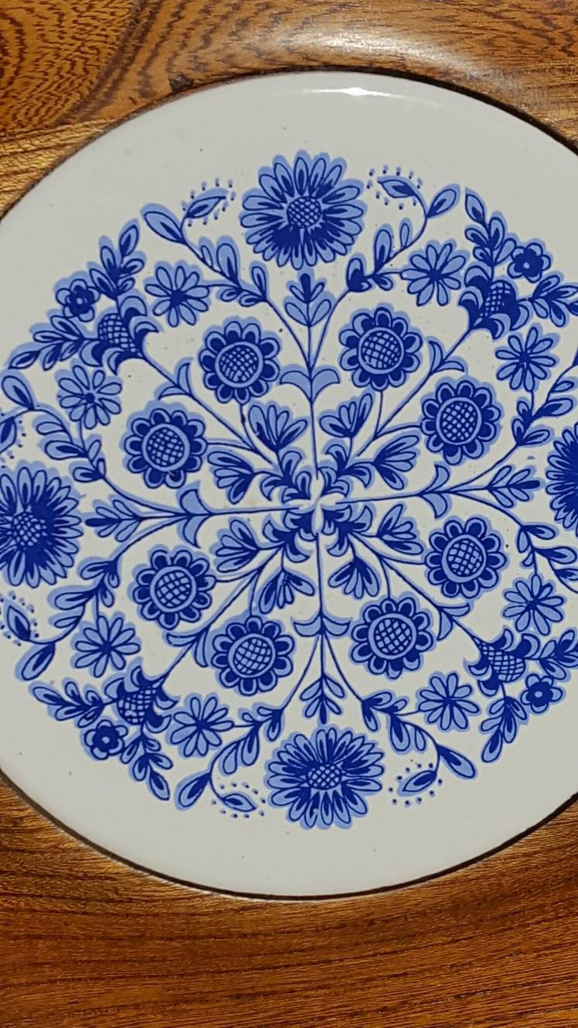 Vintage Delft Style Wood Serving Tray With Inset / Japan / Charcuterie ...