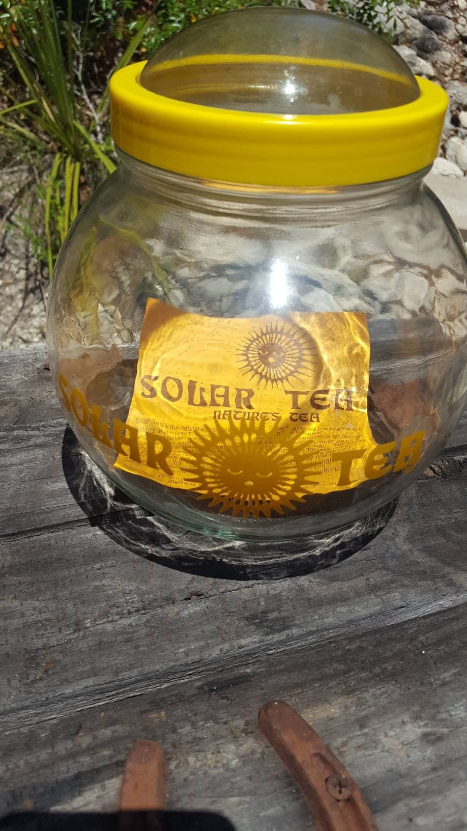 Vintage Solar Tea Bubble Jar / Kitchen Decor / Yellow / Retro Container ...