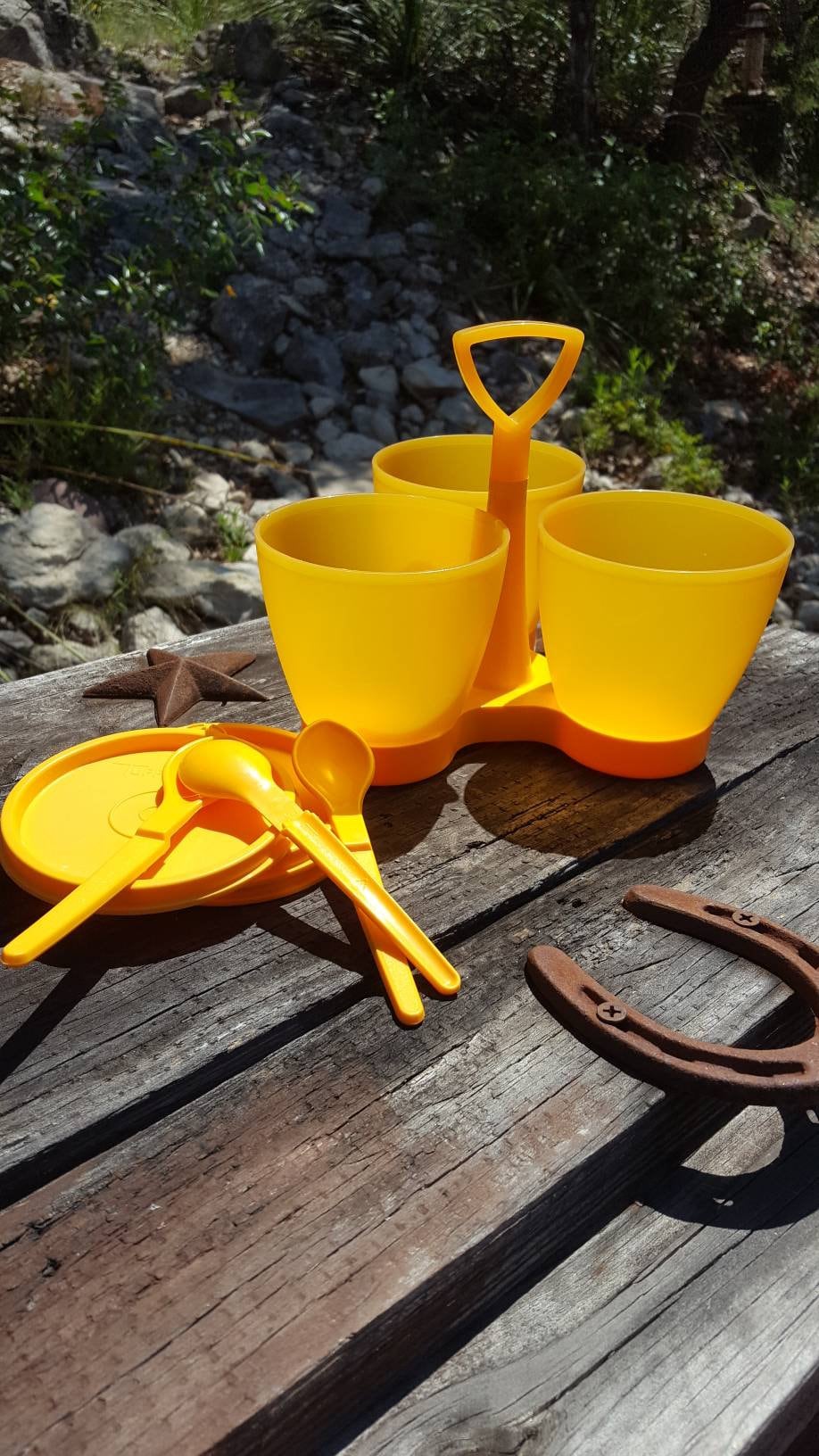 Vintage Tupperware Condiment Caddy / Sunflower Yellow Caddy / Picnic ...