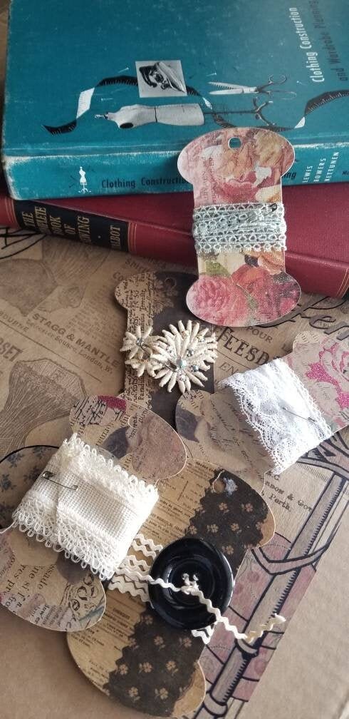 Vintage Style Spool Cards / Vintage Lace Tags / Gift Tags / Junk ...
