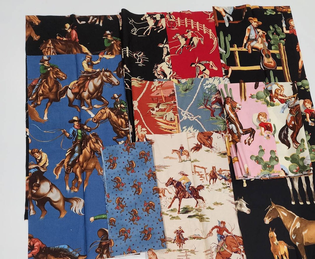 Cowboy Theme Fabric Bundle / Western Fabric / Cowgirl Pin up - Etsy