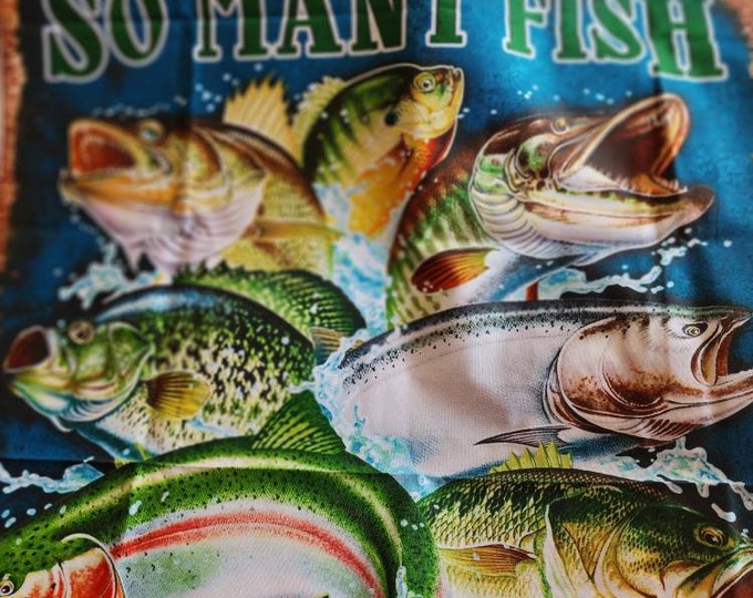 Fishing Fabric Panel / so Many Fish / Quilt Cotton Fabric - Etsy