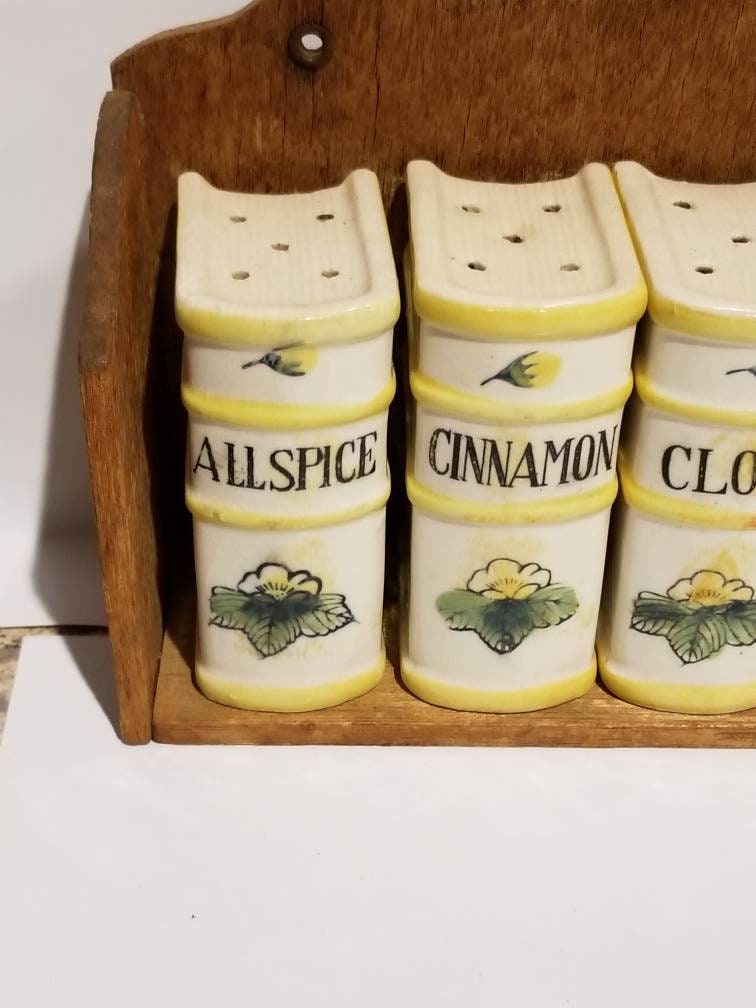 Vintage Spice Rack / Faux Book Containers / Wood Spice Rack / Hanging ...