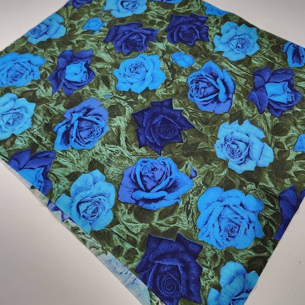 Blue Rose Fabric - Etsy