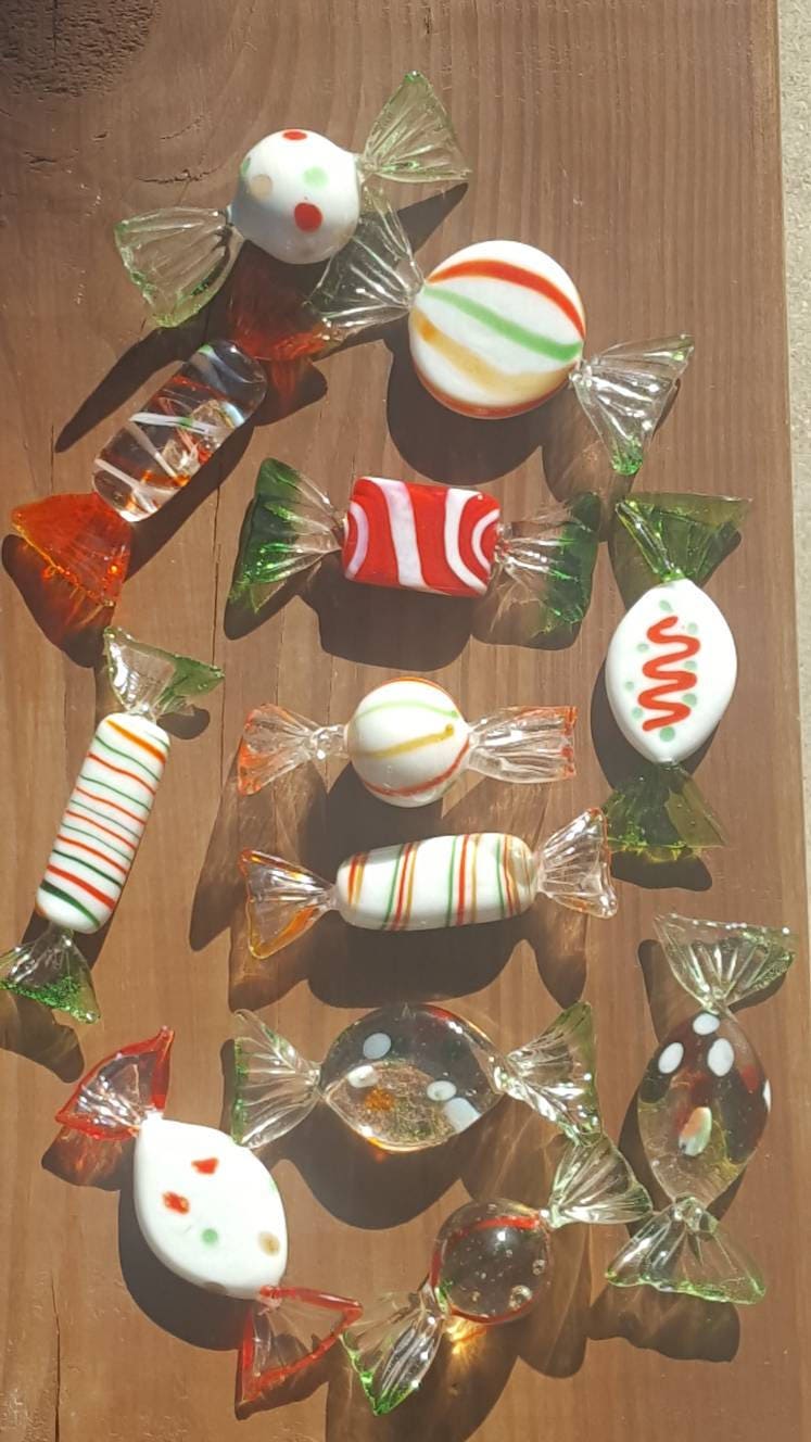 Vintage Glass Candy / ART GLASS / Glass Candies / 12 Glass decor / 12 ...