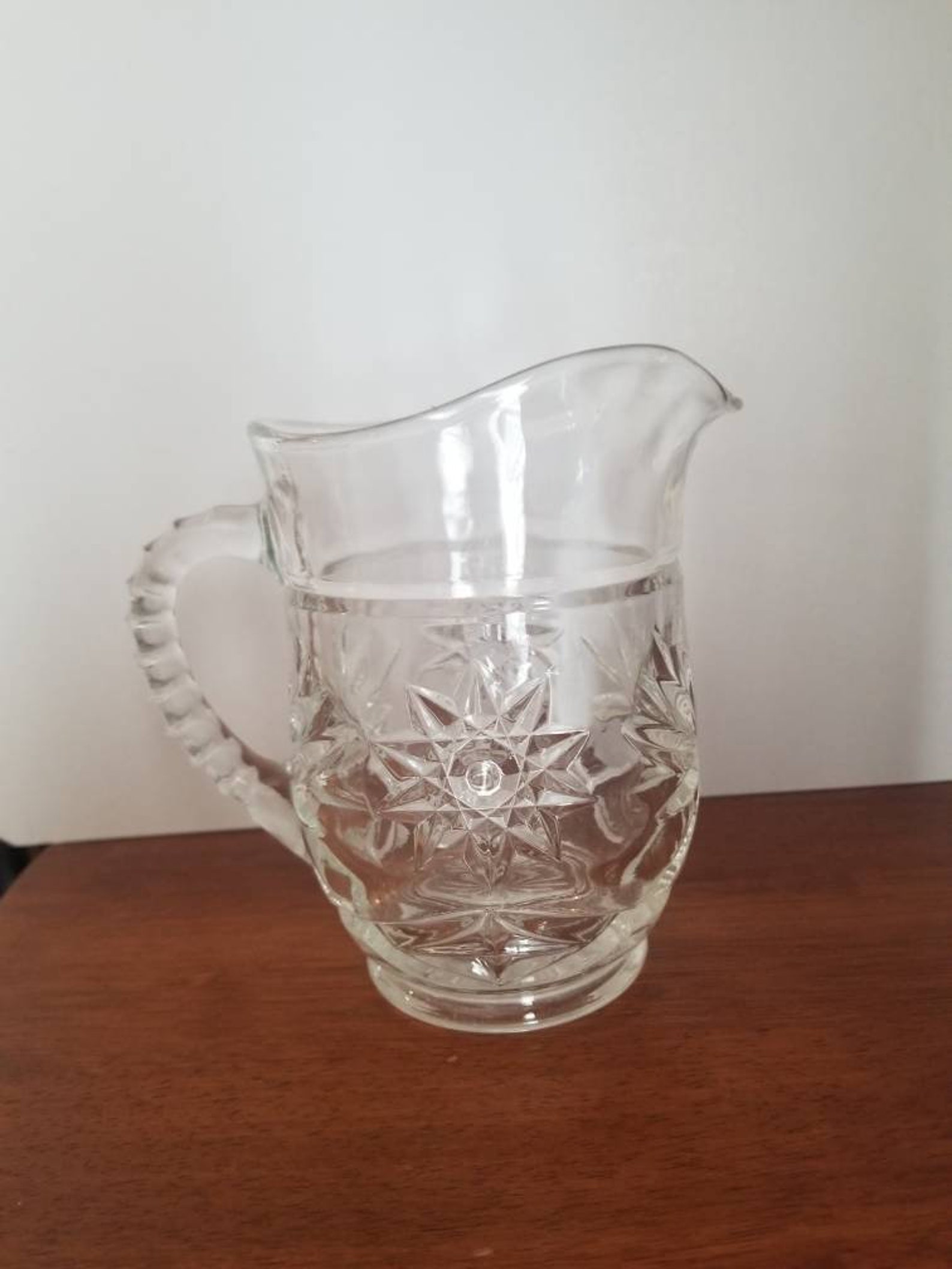 Small Juice Pitcher / Blue Starburst Glass Pitcher / Replacement ...