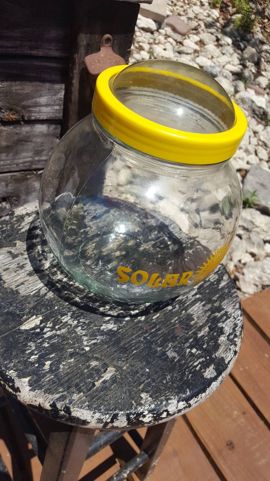 Vintage Solar Tea Bubble Jar / Kitchen Decor / Yellow / Retro Container ...