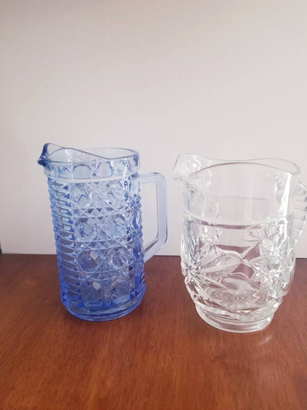 Small Juice Pitcher / Blue Starburst Glass Pitcher / Replacement ...