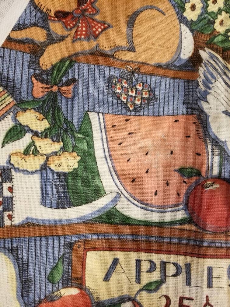 1993 Susan Winget Fabric / Country Kitchen / Cat / Apples / Fabric