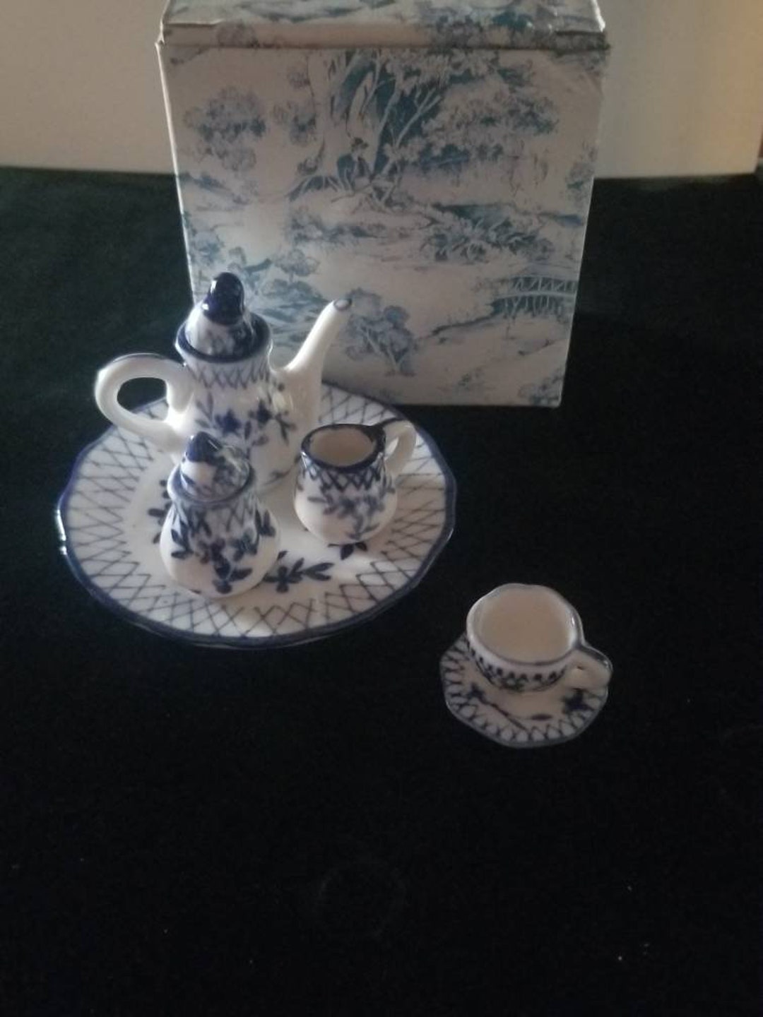 Vintage Blue Delft Mini Tea Set - Etsy