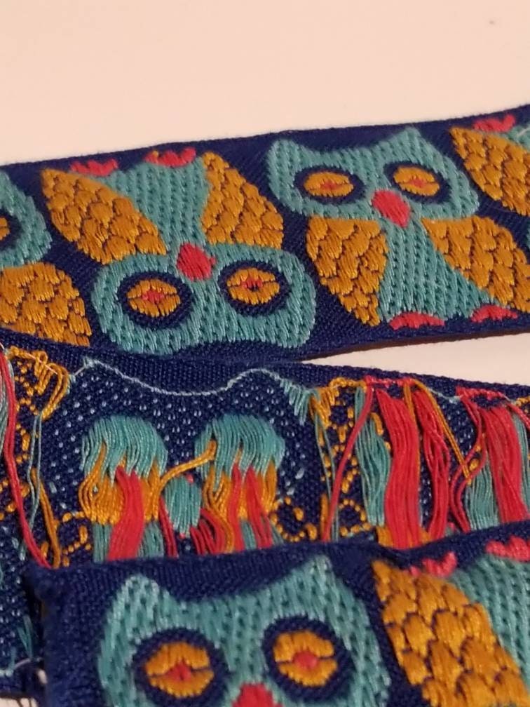 Vintage Owl Ribbon / Craft Supplies / Owl Embellishments / 2 inch ...