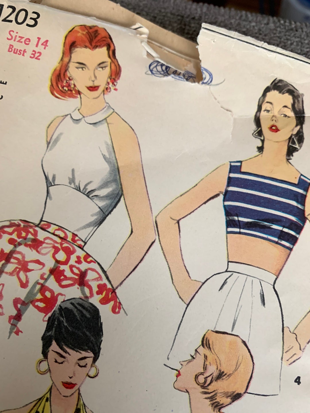 Misses 14 Bust 32 Set of HALTERS and SUN Top. Simplicity #1203 OOP ...