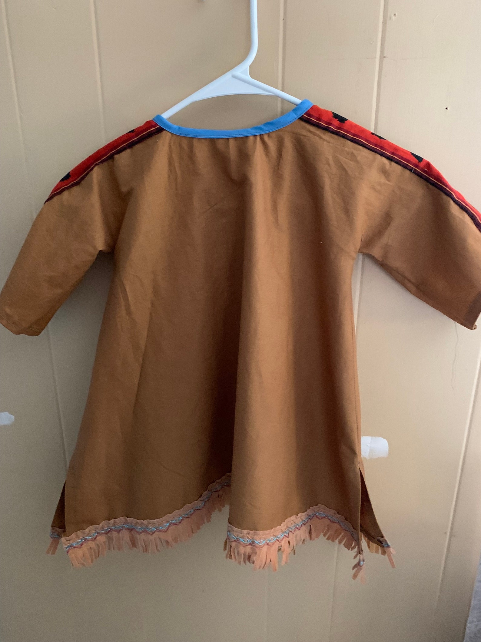 First Nations DRESS Girl 4-6 Buckskin Colored Trade Cloth Pow Wow ...